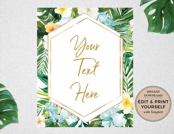 Tropical Editable Sign, Editable Sign, Sign, Tropical Sign, Templett, # ...