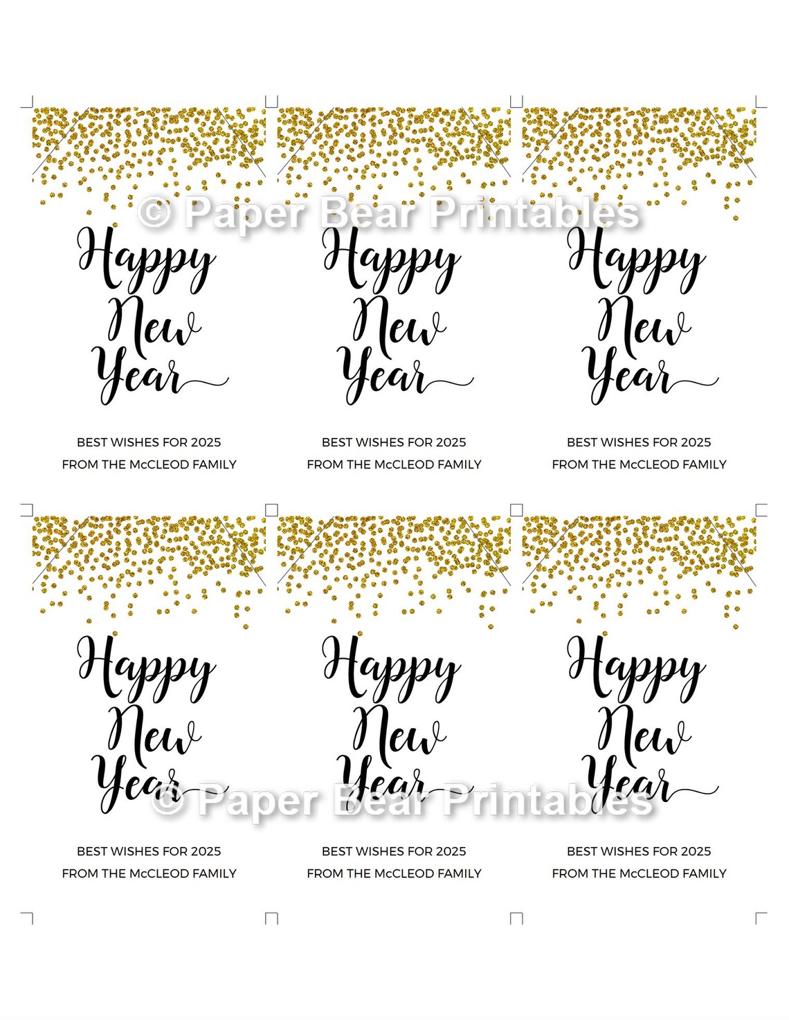 New Year Gift Tags, Printable New Year Tags, Editable New Year Tags ...