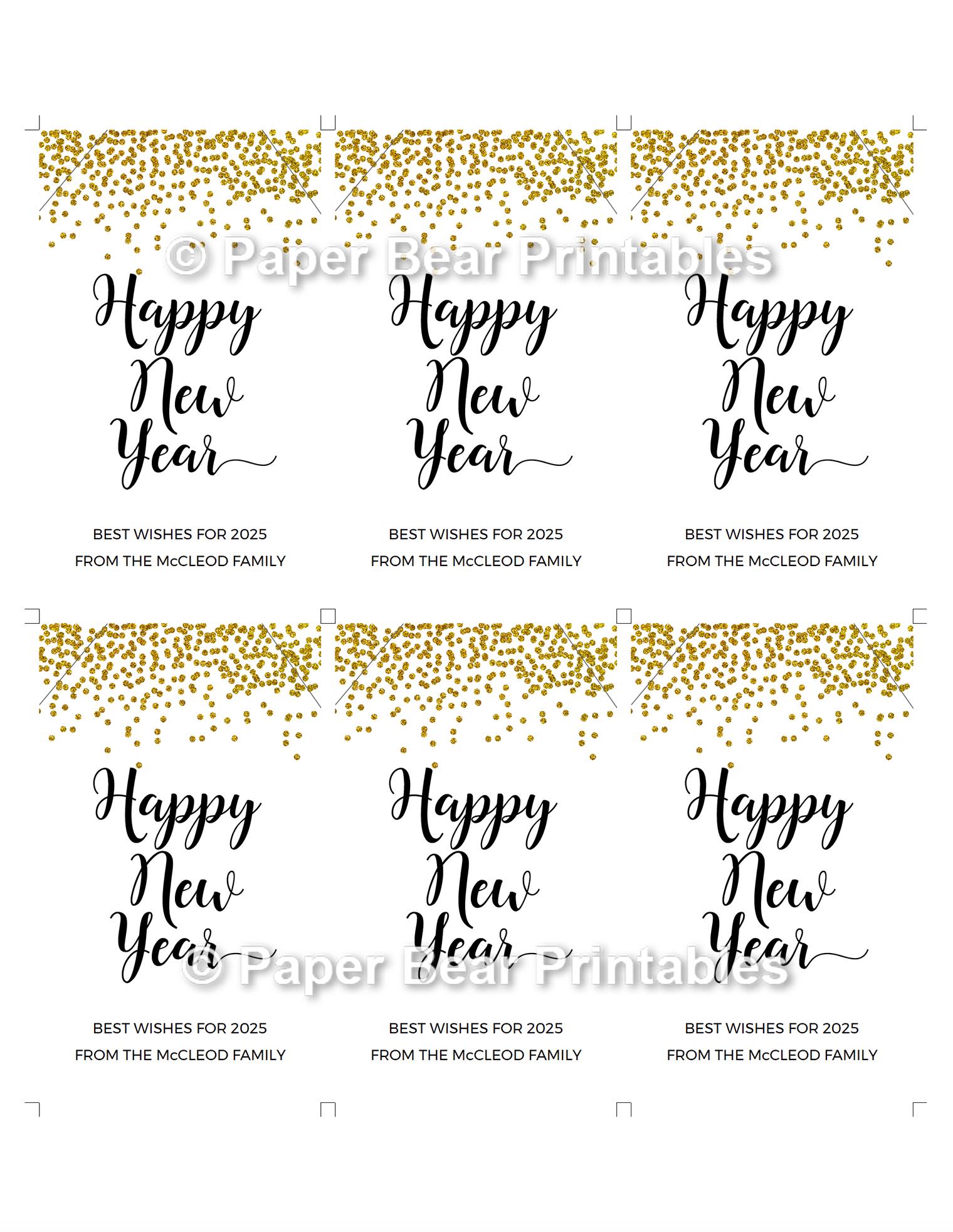 New Year Gift Tags, Printable New Year Tags, Editable New Year Tags ...
