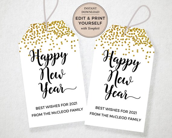 New Year Gift Tags, Printable New Year Tags, Editable New Year Tags ...