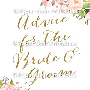 Advice for the Bride & Groom Sign // INSTANT DOWNLOAD // 8x10 // Bridal ...