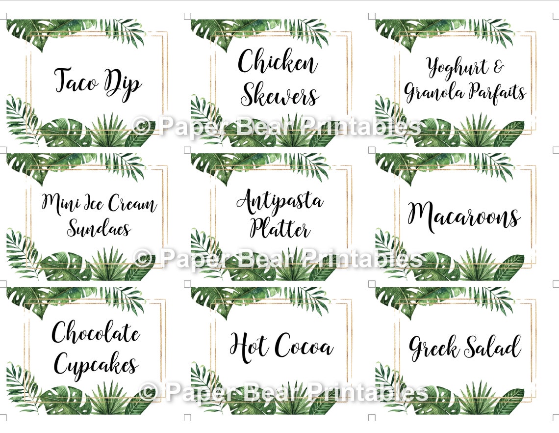 Tropical Food Labels: Editable Template (instant Download) - Etsy