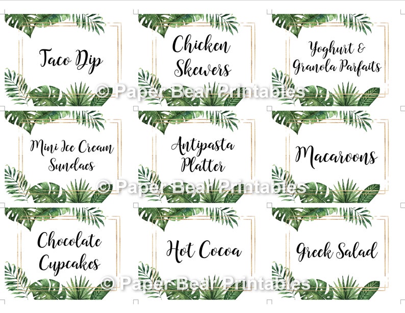 Tropical Food Labels: Editable Template (instant Download) - Etsy