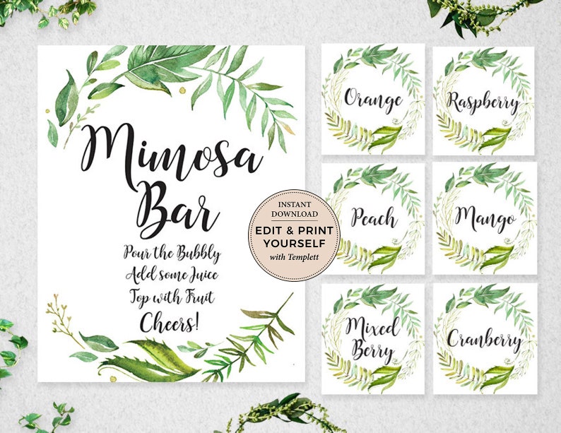 Mimosa Bar Sign Mimosa Bar Juice Labels Bar Sign Mimosa - Etsy