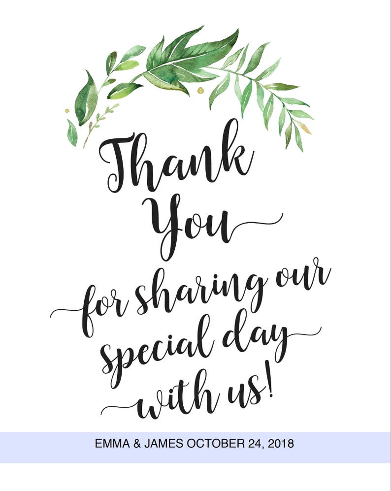 Thank You for Sharing Sign Editable Wedding Sign Thank You - Etsy