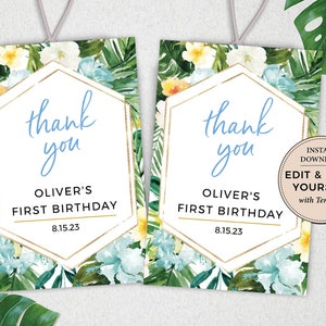 Tropical Birthday Bundle, Tropical Birthday, Editable Tropical Birthday ...
