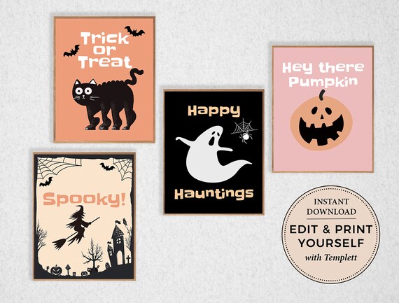 Editable Halloween Posters, Halloween Wall Art, Halloween Print ...