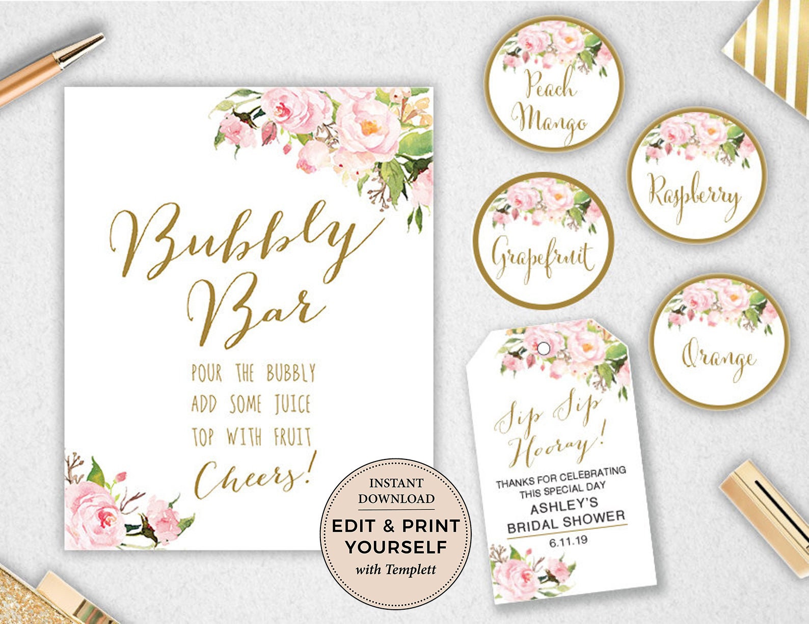 Bubbly Bar Package Bubbly Bar Sign & Juice Labels Tags - Etsy
