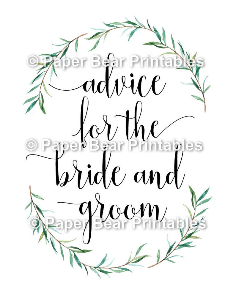 Advice for the Bride And Groom Sign // Eucalyptus Wreath // | Etsy