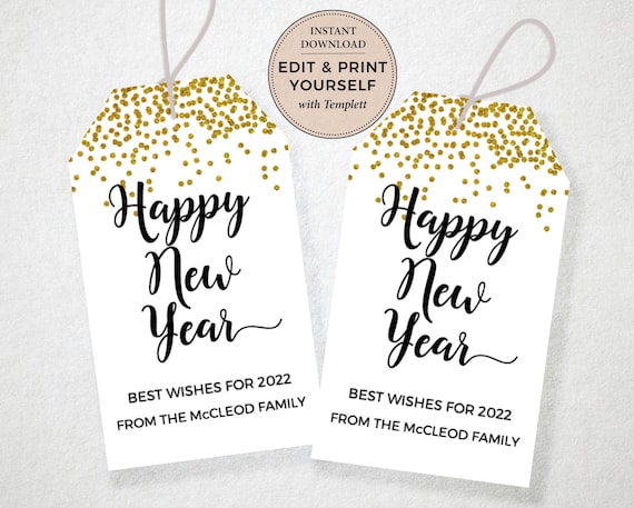 New Year Gift Tags Printable New Year Tags Editable New Year | Etsy