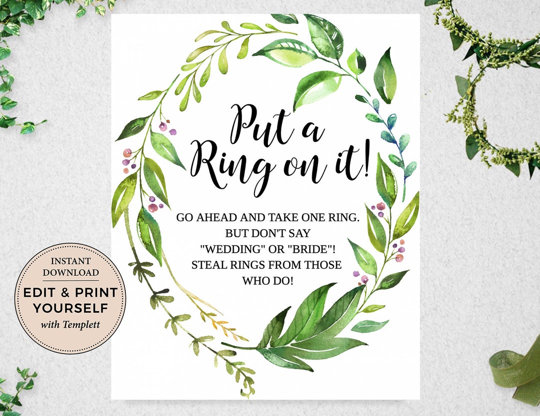 Put A Ring on It Bridal Shower Game: Printable Sign (INSTANT DOWNLOAD ...