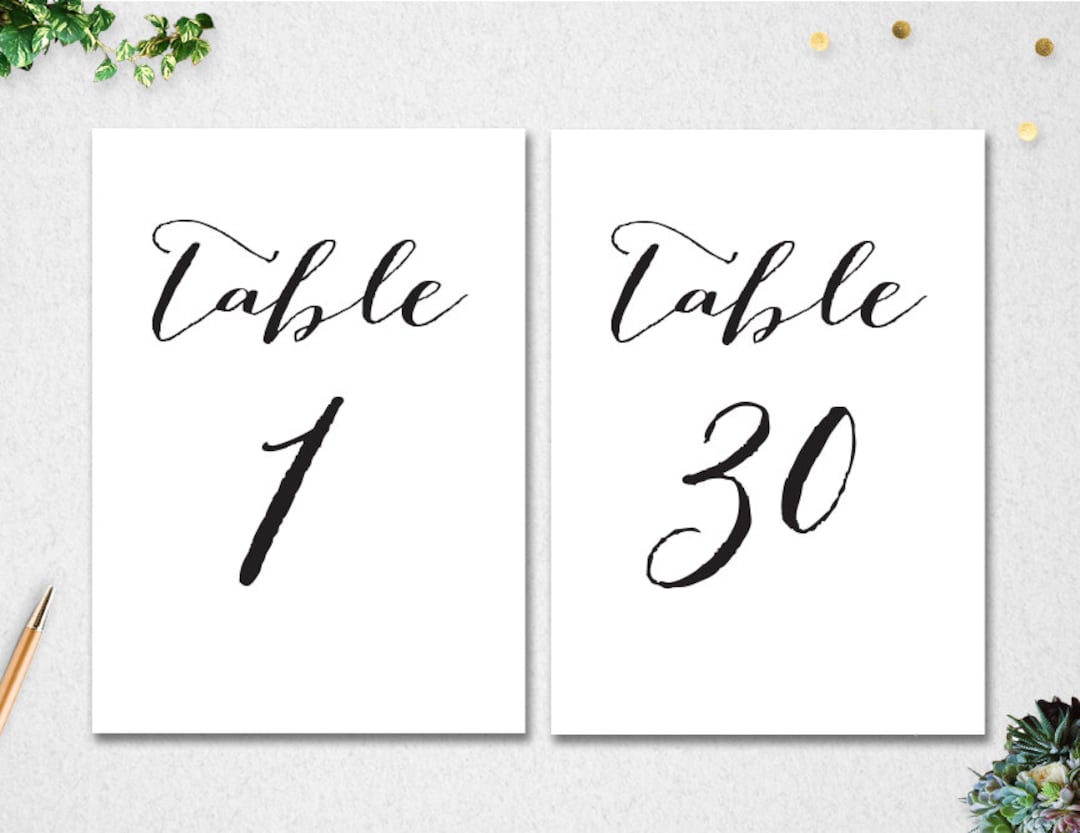 Table Numbers, Table Numbers 1-30, INSTANT DOWNLOAD, 5x7, Wedding Table ...