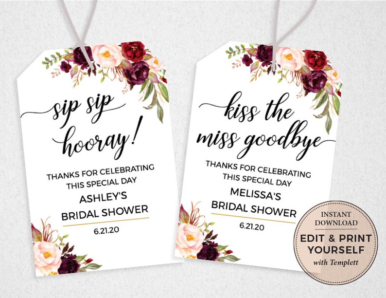 Editable Tags Thank You Tags Sip Sip Hooray Tags Kiss the - Etsy Australia
