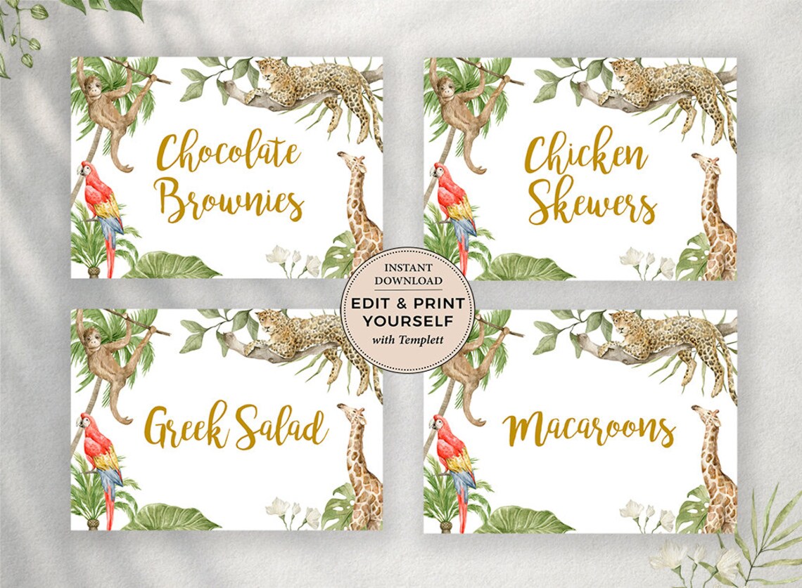 Safari Food Labels Editable Food Labels Labels Editable - Etsy