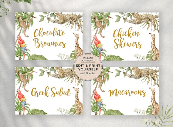 Safari Food Labels, Editable Food Labels, Labels, Editable Labels ...