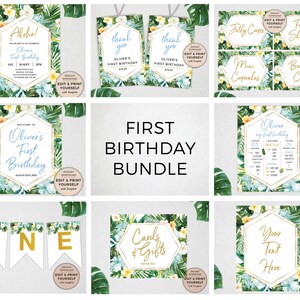 Tropical Birthday Bundle, Tropical Birthday, Editable Tropical Birthday ...