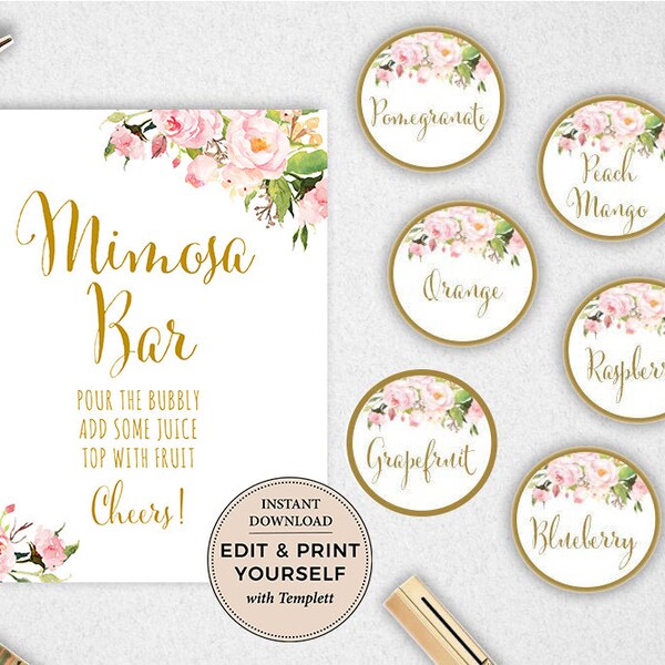 Mimosa Bar Labels - Etsy