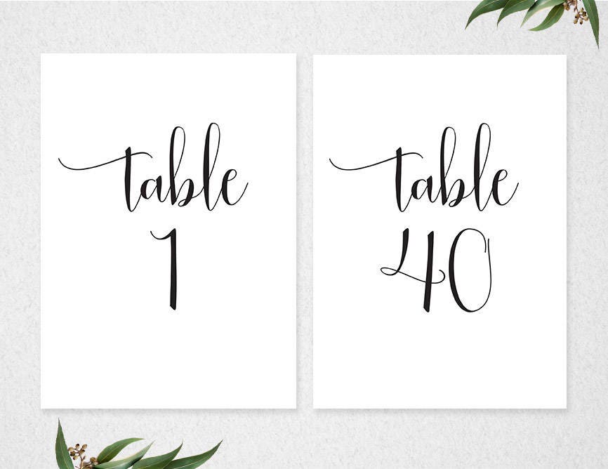 Printable Table Numbers 1 30