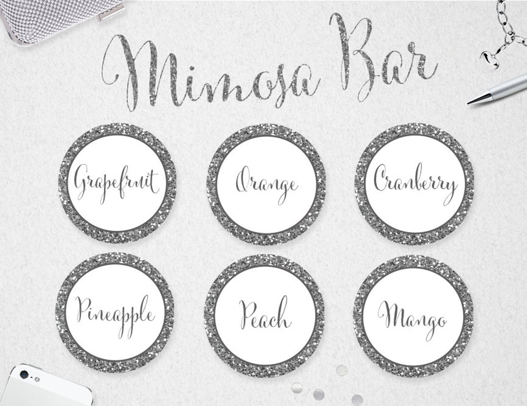 Mimosa Bar Juice Labels & Sign, Mimosa Bar, Mimosa Bar Juice Labels ...