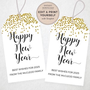 New Year Gift Tags, Printable New Year Tags, Editable New Year Tags ...