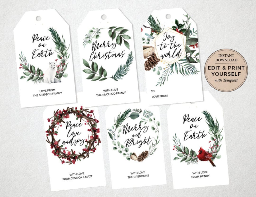 Christmas Tags, Editable Christmas Tags, Christmas Gift Tags, Christmas ...