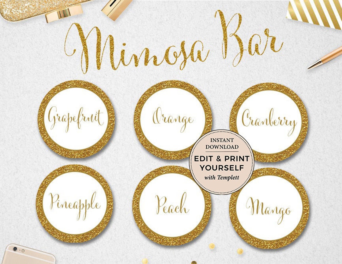 Mimosa Bar Juice Labels & Sign Mimosa Bar Labels Mimosa | Etsy
