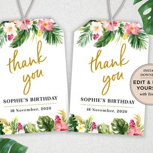 Tropical Birthday Bundle, Tropical Birthday, Editable Tropical Birthday ...