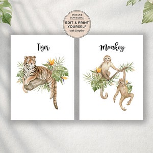 Editable Safari Animals Table Numbers, Safari Seating Cards, Jungle ...