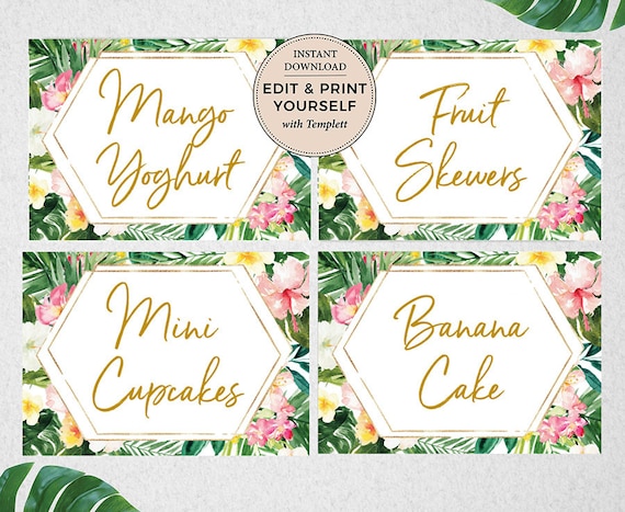 Tropical Food Labels, Editable Food Labels, Food Labels, Labels ...