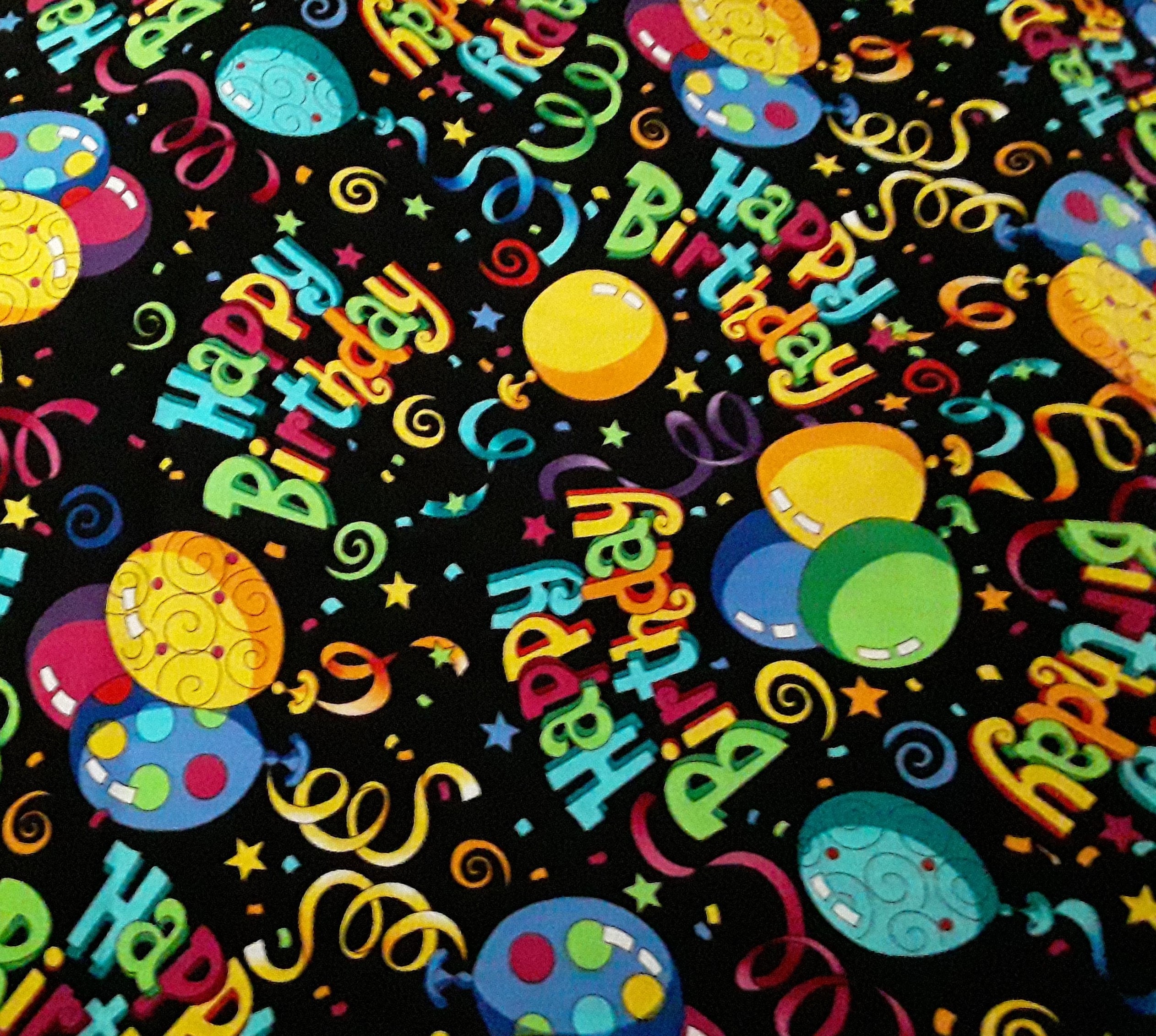 Happy Birthday Cotton Fabric Remnants - Etsy