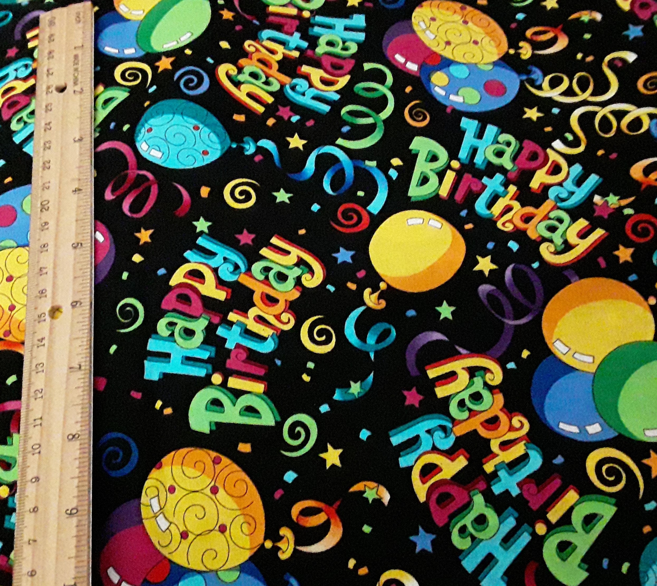 Happy Birthday Cotton Fabric Remnants - Etsy