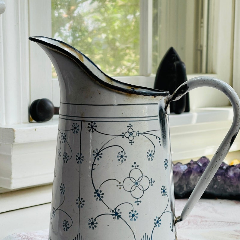 French Enamelware Pitcher - Etsy
