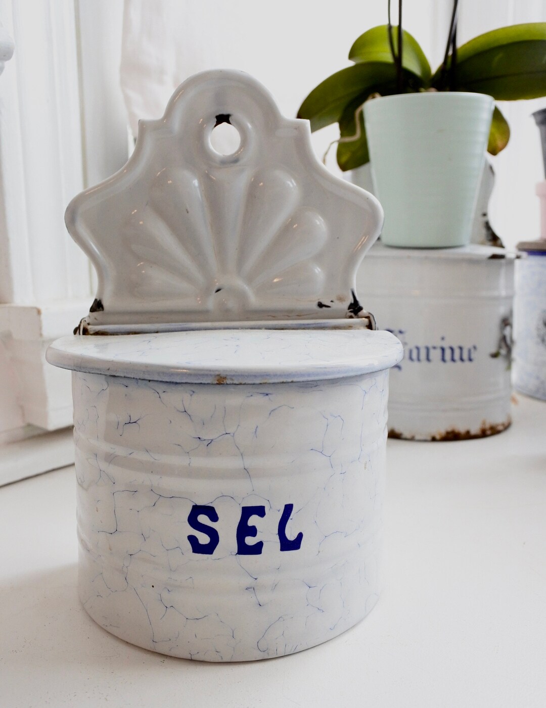 Antique German Enamelware Flour Box C. 1880 Fraktur Script - Etsy