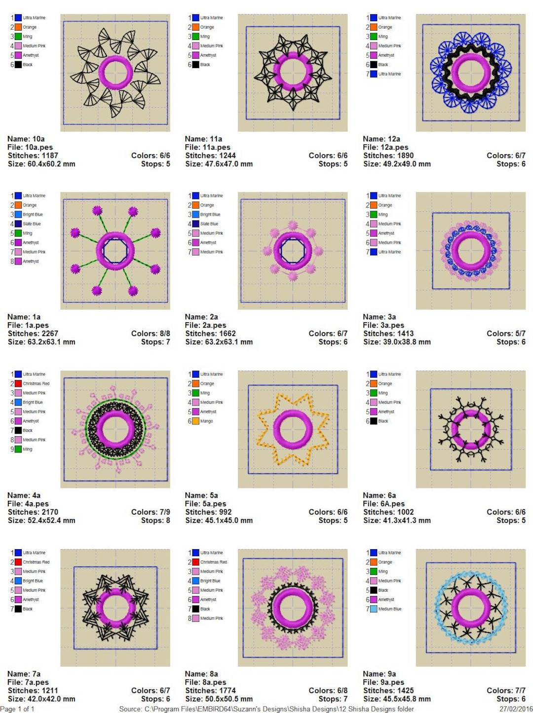 Shisha Mirror Machine Embroidery Designs for the 4x4inch (100x100mm ...