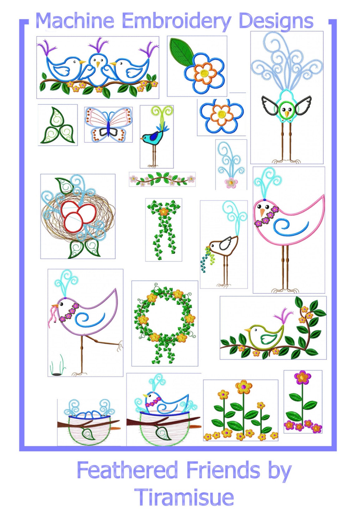 Feathered Friends Machine Embroidery Designs | Etsy