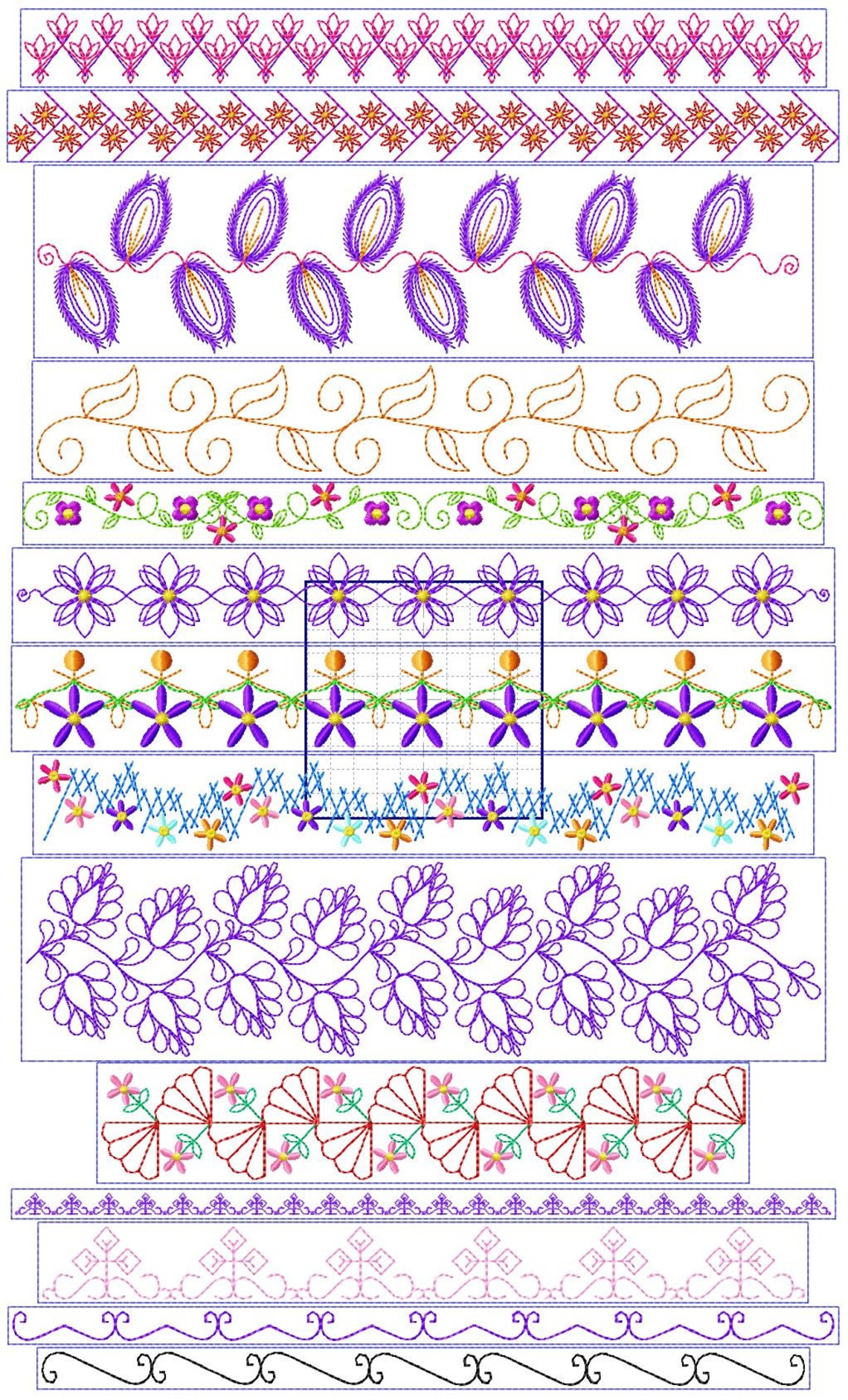 Beautiful Borders Set 2 13 Machine Embroidered Borders for - Etsy