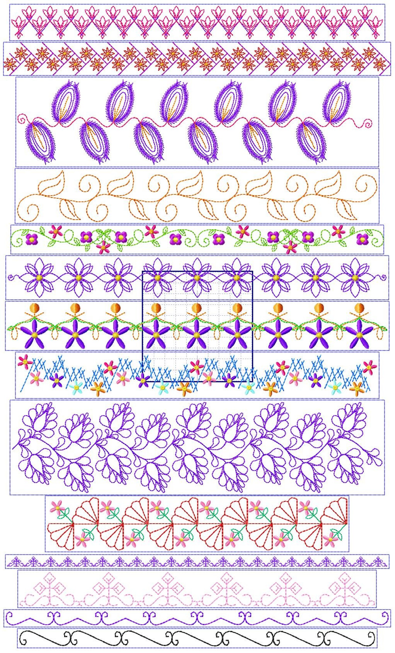 Beautiful Borders Set 2 13 Machine Embroidered Borders for - Etsy