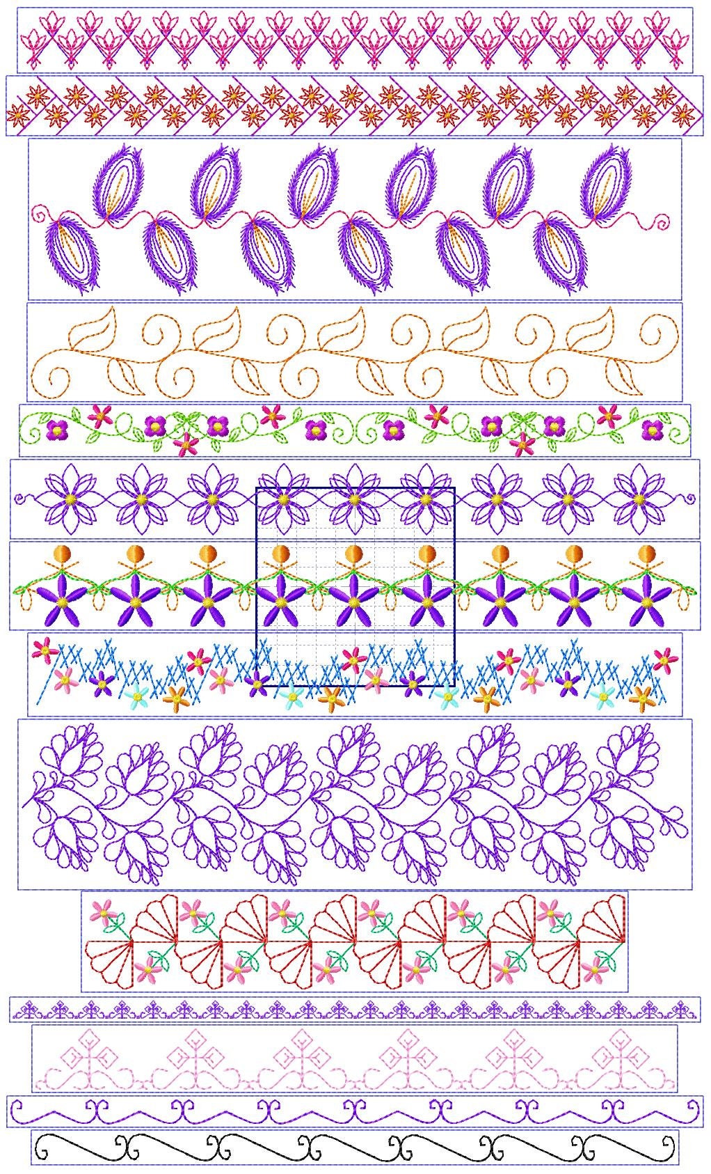 Beautiful Borders Set 2 13 Machine Embroidered Borders for | Etsy