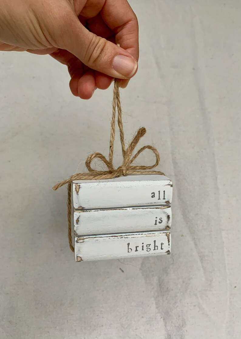 MADE TO ORDER Faux Book Stack Ornament. Mini Faux Book Stack Ornament ...