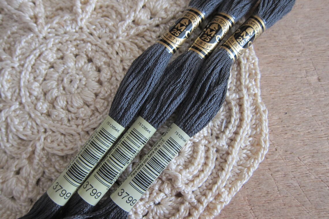 DMC Color Family Pewter DMC 168 169 317 413 3799 310 | Etsy