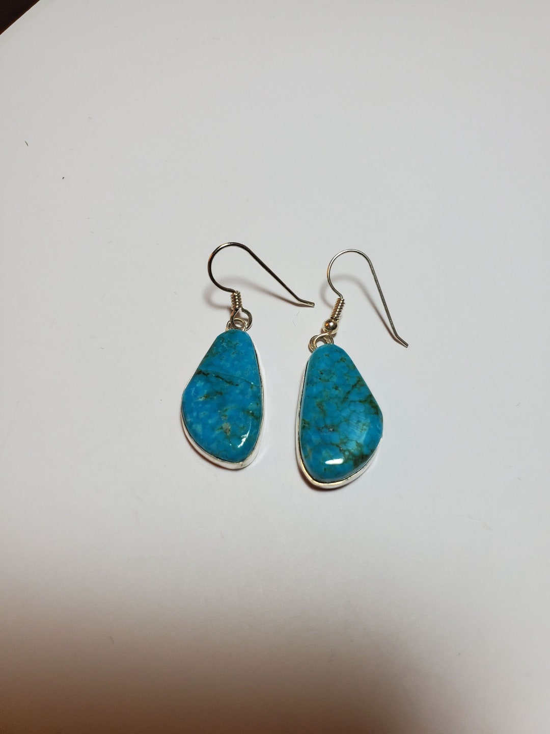 Turquoise Earrings. Kingman Turqoise Earrings With Hooks. Genuine ...