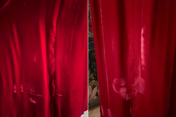 Cranberry Red Velvet 1960's Maxi Gown with Rolled, Je… - Gem