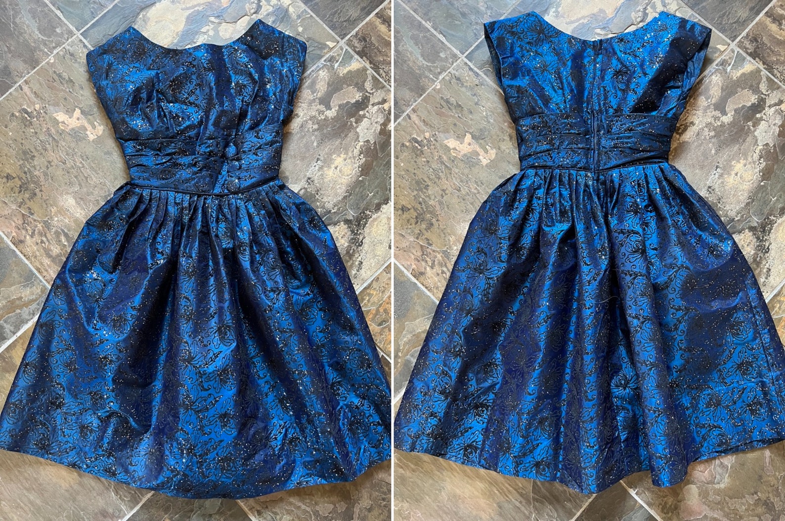 Midnight Blue 'starry Night' 50's Fit and Flare - Etsy