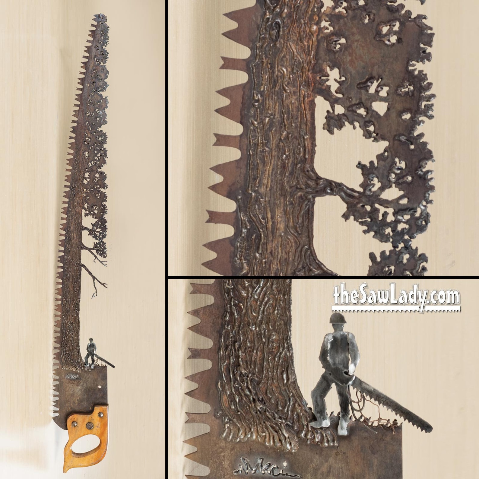 Large Logging Themed Metal Art Rustic Plasma Cut Lumberjack Arborist up ...