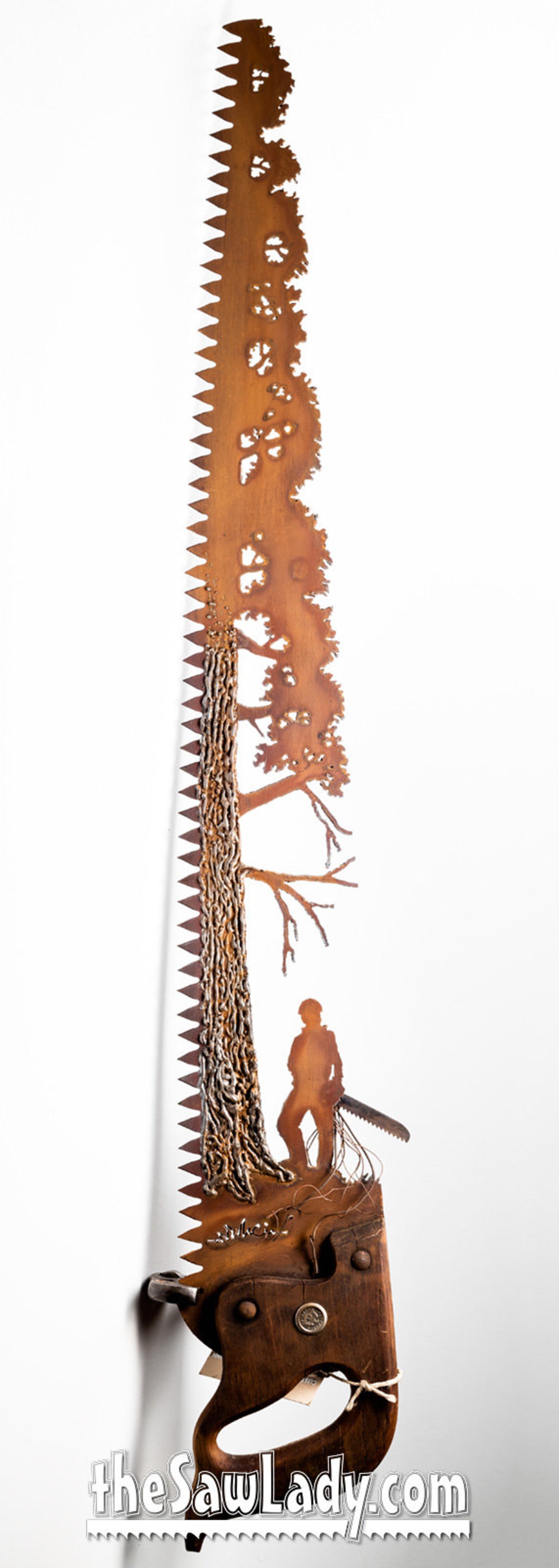 Large Logging Themed Metal Art Rustic Plasma Cut Lumberjack Arborist up ...