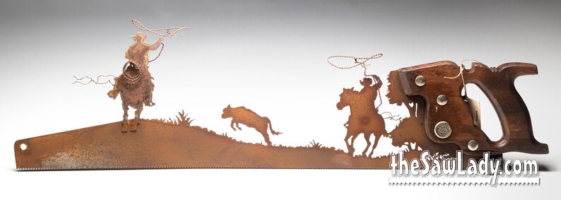 Team Roping Horse and Cattle Metal Art Hand plasma Cut | Etsy