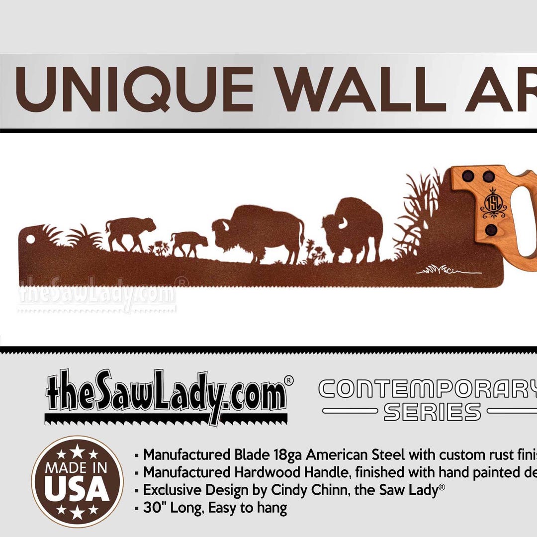 Bison / Buffalo Herd- Metal Saw Wall Art Gift for Western Art Lovers ...