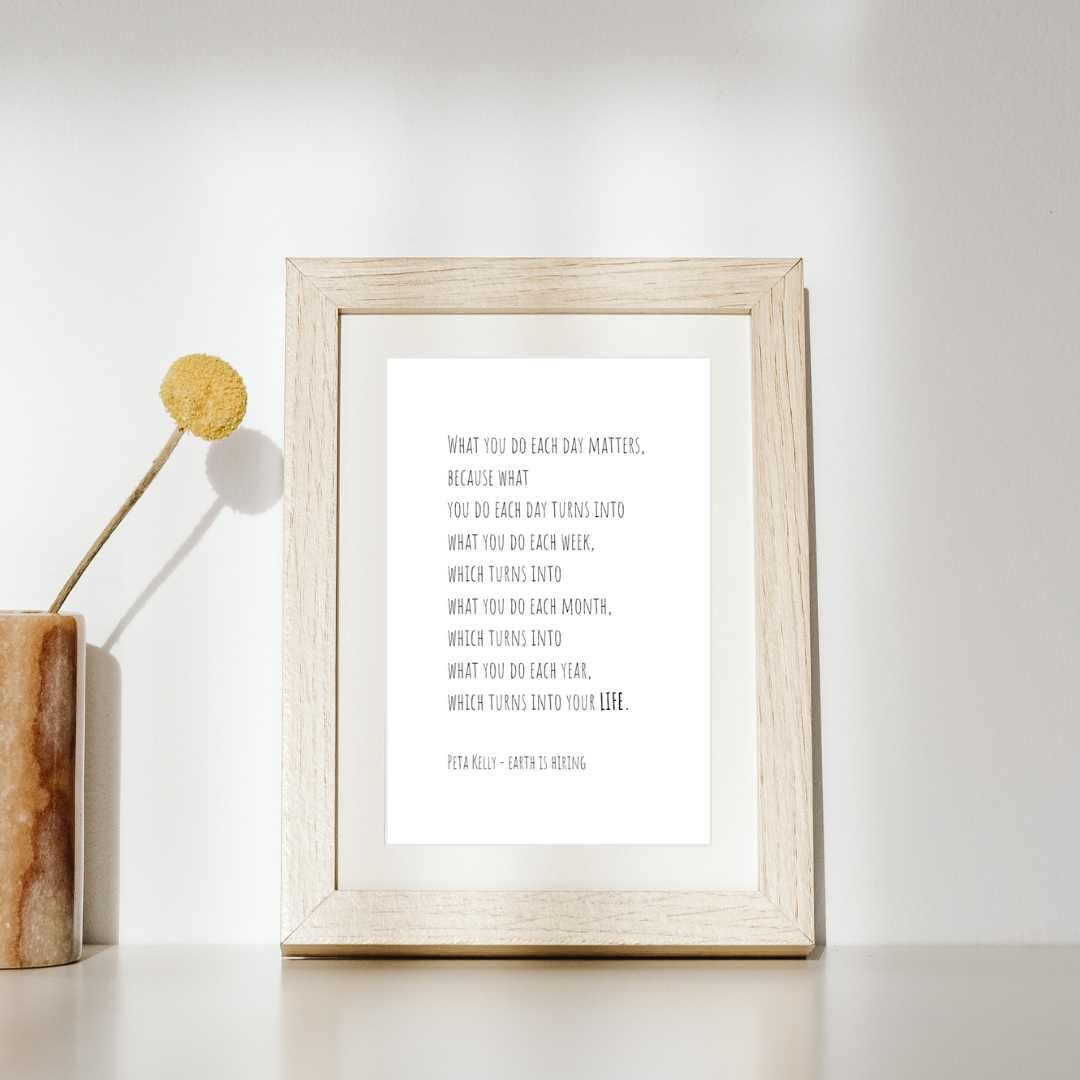 What You Do Each Day Matters Printable, Home Decor, Typography Print ...