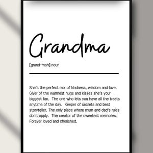 Grandma Definition Print, Home Decor, Popular Digital Products, Living ...