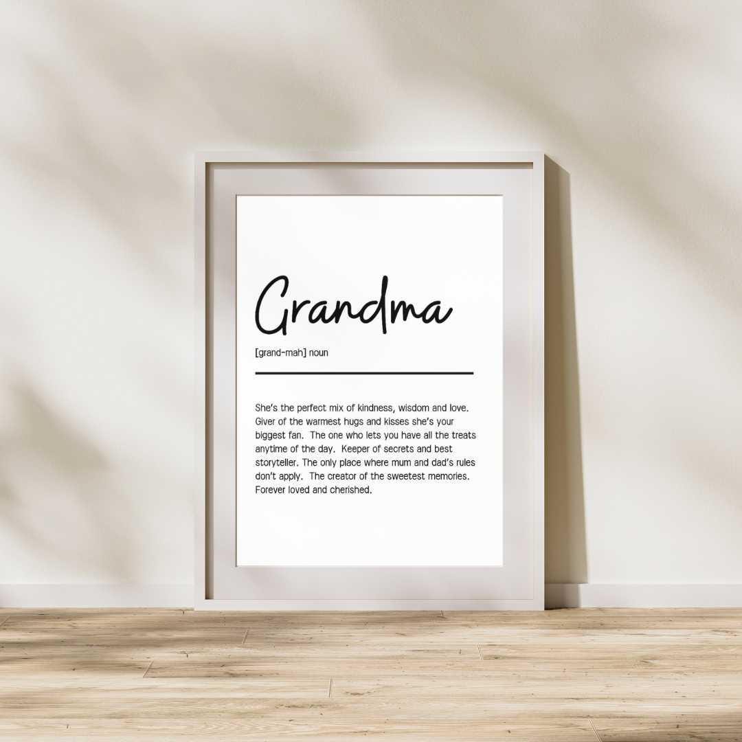 Grandma Definition Print, Home Decor, Popular Digital Products, Living ...